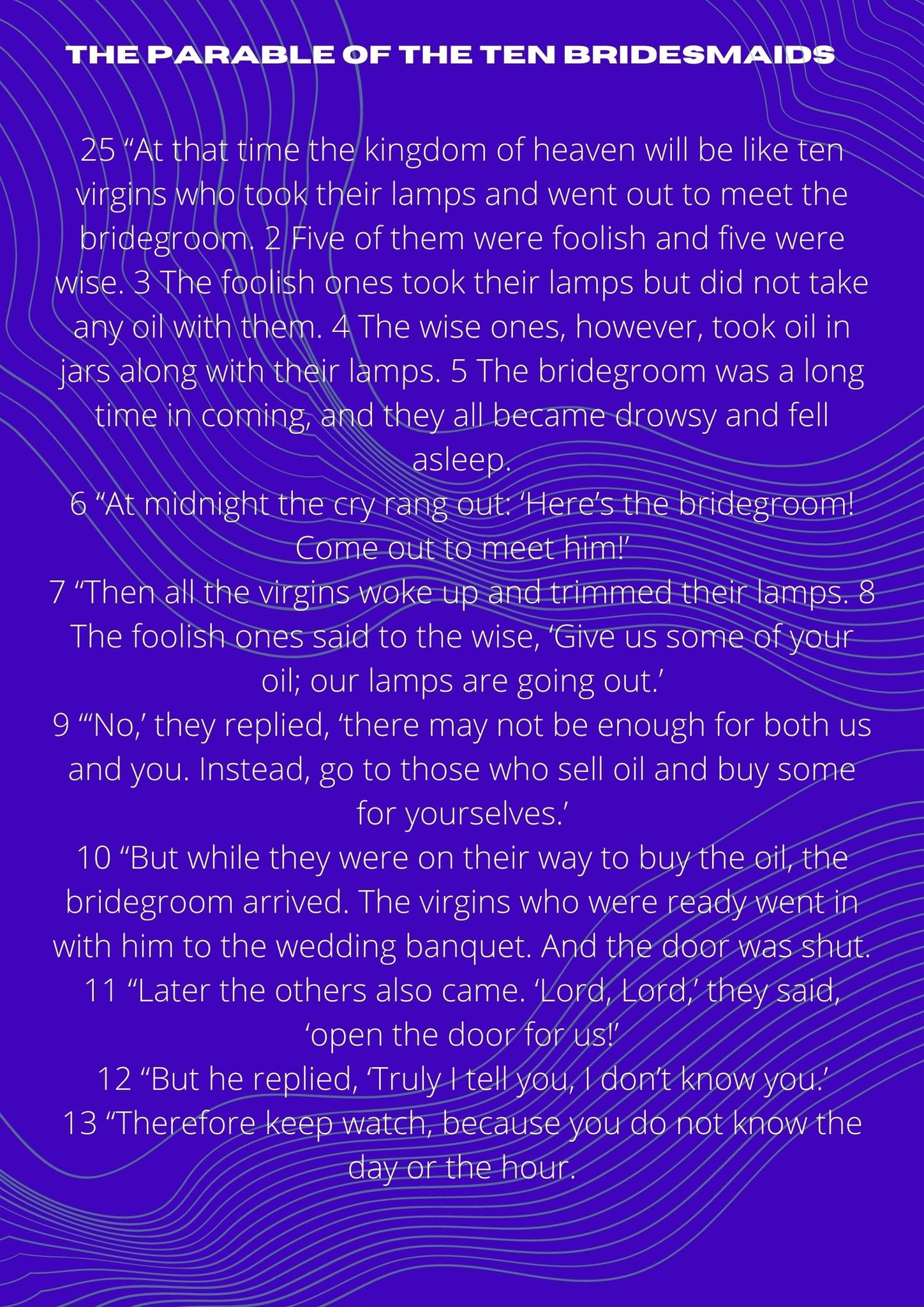 YACC: The parable of the 10 Bridesmaids – St Francis of Assisi Church ...