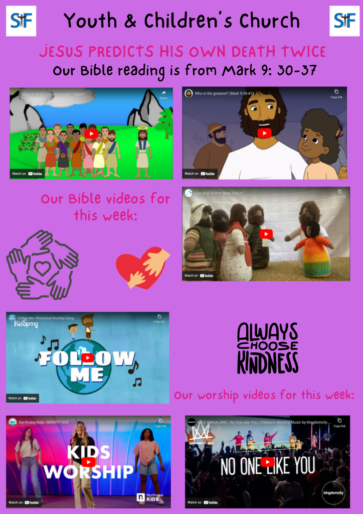 Children’s Church: Sunday 22nd September: Jesus predicts his own death ...